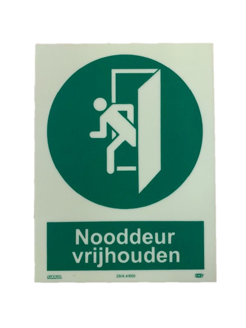 Nalichtend Pictogram Plat Nooddeur Vrijhouden 150x200mm - Bieco ...